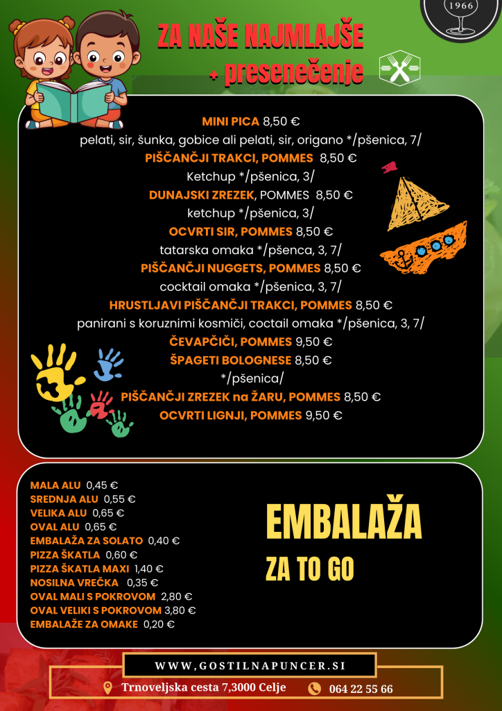Menu - Gostilna Puncer
