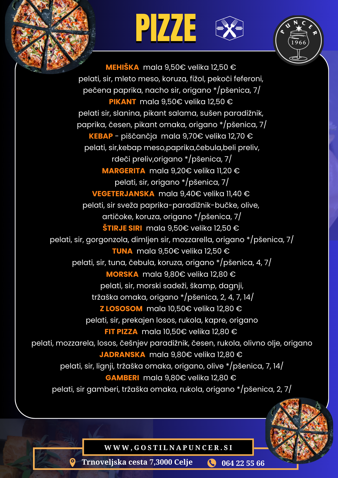 Menu - Gostilna Puncer