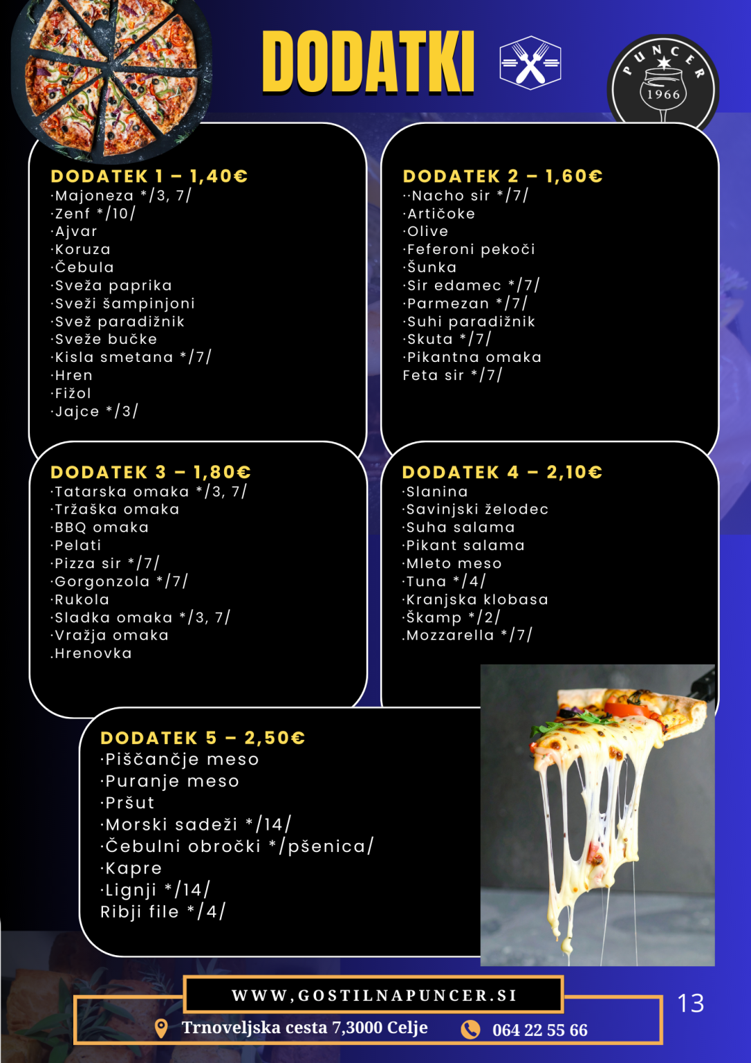 Menu - Gostilna Puncer