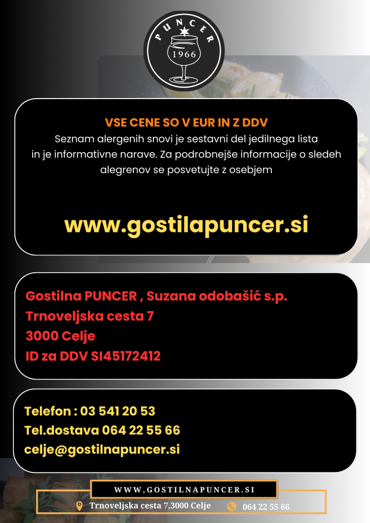 Menu - Gostilna Puncer