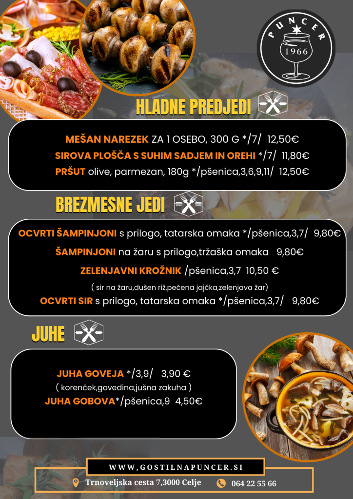 Menu - Gostilna Puncer