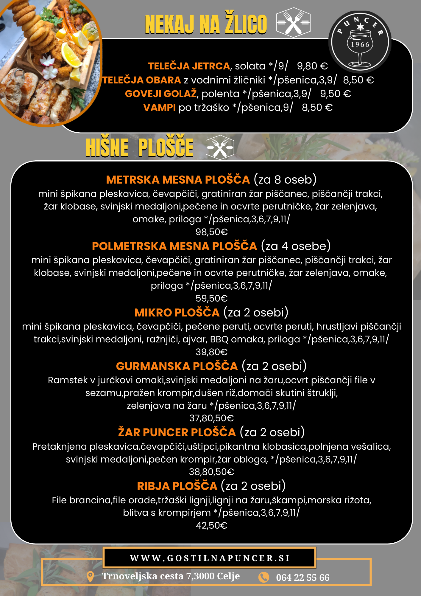 Menu - Gostilna Puncer
