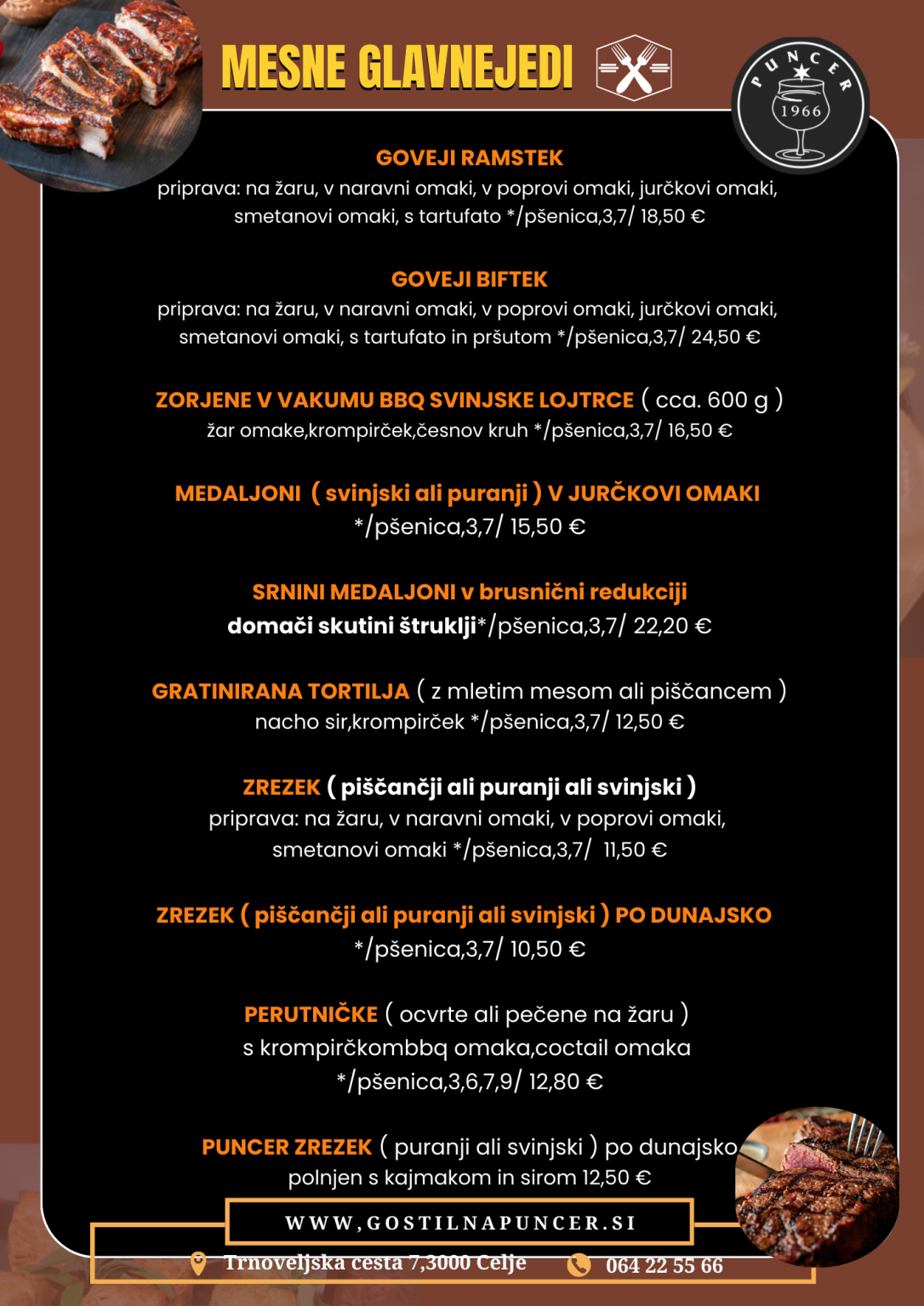 Menu - Gostilna Puncer