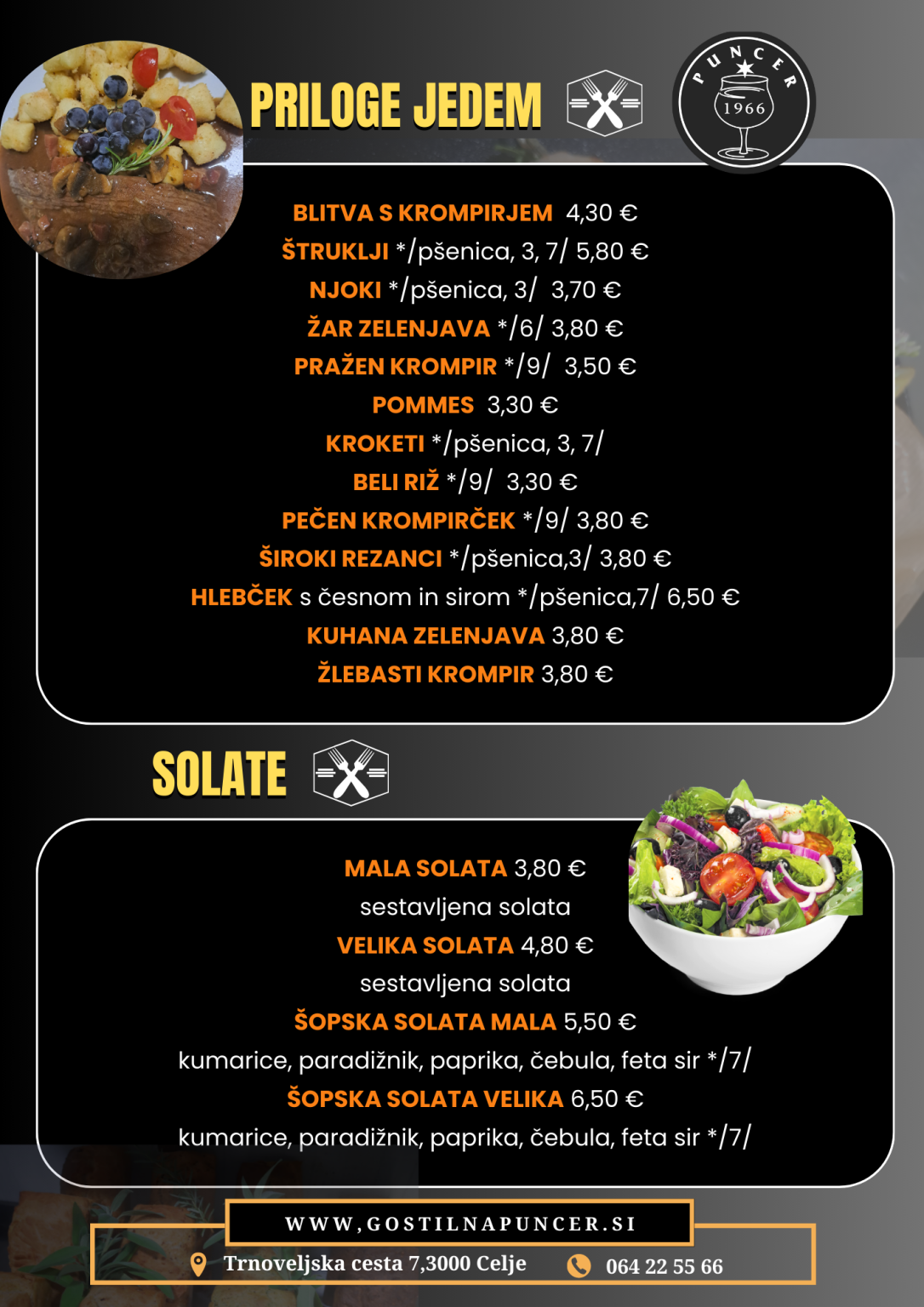 Menu - Gostilna Puncer